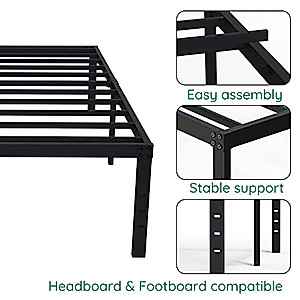 DiaOutro 18 Inch Twin XL Bed Frame Heavy Duty No Box Spring Needed Metal Platform with Non Slip Mattress Gaskets…