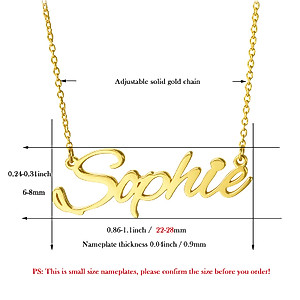 MRENITE 10k 14k 18k Solid Yellow Gold Personalized Name Necklace – Small Dainty Nameplate Jewelry - Custom Any Name Gift for Her Women Daughter