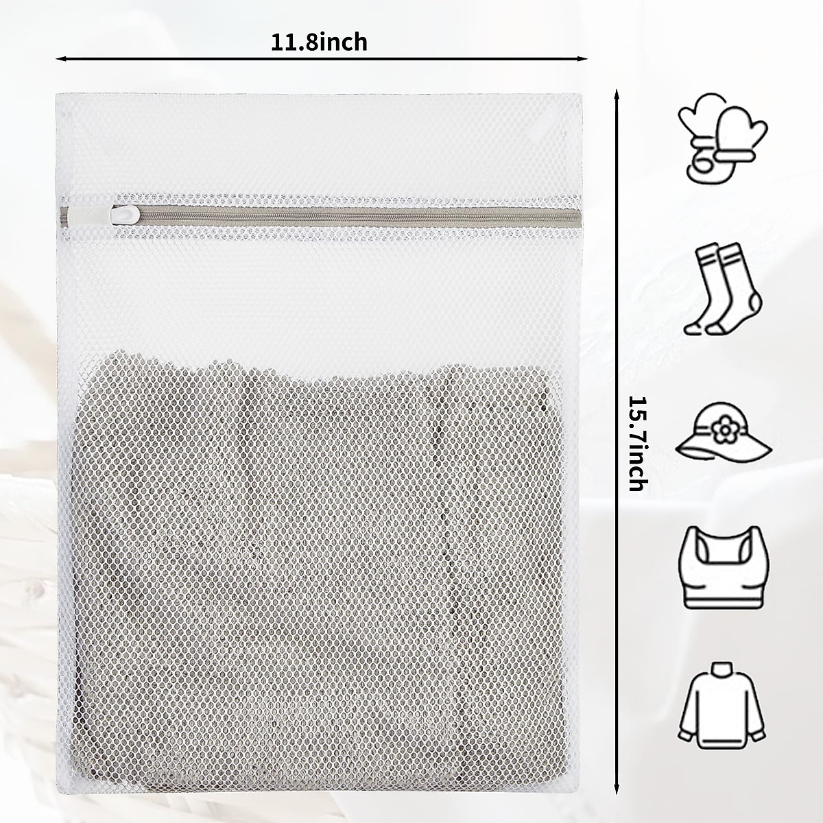 DZSEE Mesh Laundry Bags for Delicates – Durable Honeycomb Mesh Wash Bag for Delicates, Socks, Lingerie, and Household Items, with Zipper Closure