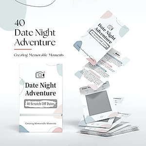 Tryuunion 40 Date Ideas Card Games for Couples Date Night - Unique Date Deck Scratch Off Cards, Gifts for Boyfriend - Romantic Newlywed and Wedding Anniversary Couples Gifts for Him and Her