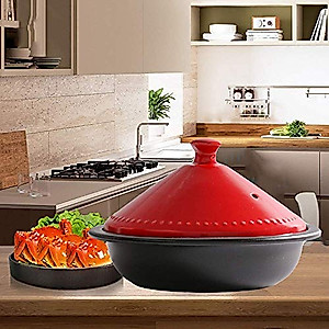 Tagine Pot, 17cm Ceramic Casserole, Japanese Style Braised Rice Pot, Open Flame and High Temperature Resistance, Household Steamer Stew Pot, Clay Pot Oven