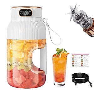 Ovidian Juicer Cup, The Ovidian Portable Juicer, Multifunctional Portable Juicer Cup with Digital Display, 42 Oz Mini Personal Blender, Small Travel Blender for Shakes and Smoothies (a White/1pcs)