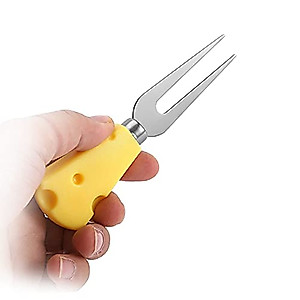 Cheese Knife Set of 6, Stainless Steel Small Cute Cheese Knives and Forks with Plastic Handle, Complete Stainless Steel Cheese Knives Collection for Family Gathering Christmas Wedding Party