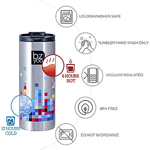 BZYOO Brew 12oz Stainless Vacuum Insulated Skinny Tumbler Coffee Drinking Mug Water Thermal Bottle with Leak Proof Lid for Everyday Use Holiday Gifts (La La Mandala Dusty Pink)