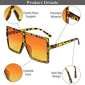 URATOT 8 Pieces Oversized Square Sunglasses Big Women Sunglasses Retro Flat Top Fashion Shades Sunglasses