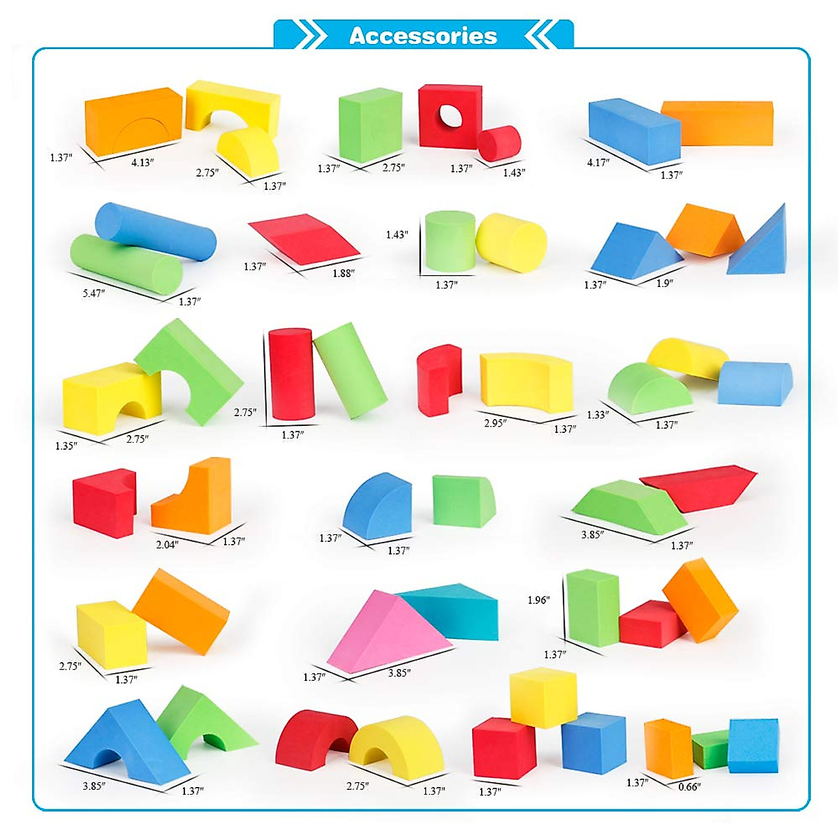 Mini Tudou 137 PCS Foam Blocks for Toddlers, Soft Stacking Building Block Toys Set for Kids, Boys and Girls
