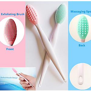 Lip Brush Tool,Double-Sided-Silicone Lip Scrub Brush Silicone Lip Brush Exfoliating for for Men Women(4 Colors,4 PCS)