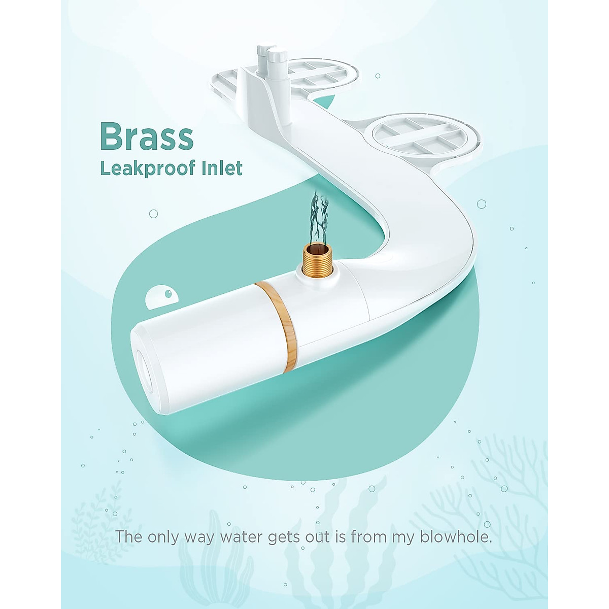 Ciays Bidet Attachment for Toilet Ultra-Slim Bidet Sprayer with Pressure Controls Non-Electric Dual Nozzles for Feminine/Posterior Wash, Bamboo/White Standard