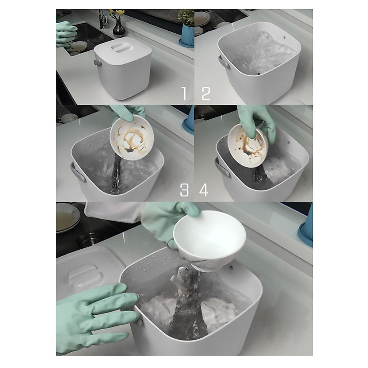 Asixxsix Mini Countertop Dishwasher, 360 Degree Deep Full Handheld Portable Dishwasher 15 Minute Timing Shut Off Multifunctional Portable Washing Machine with Suction Cup for Home