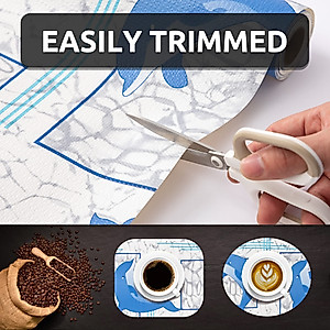 FIFTY FEET 16X120 Inch Shelf Liner for Kitchen Cabinets, PVC Drawer Liner for Dresser Non-Slip Bathroom, Non-Adhesive Cabinet Liner Washable (Dolphin)(1 Roll)