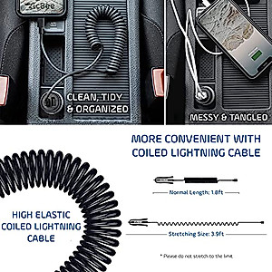 Car Charger for iPhone [Apple MFI Certified] 4.8A/24W 12-24V Cigarette Lighter Plug in Adapter Built-in 3.9ft Lightning Coiled Cable for iPhone 14 13 12 11 Mini Pro Max Plus SE XR XS X 8 7 6 5, iPad