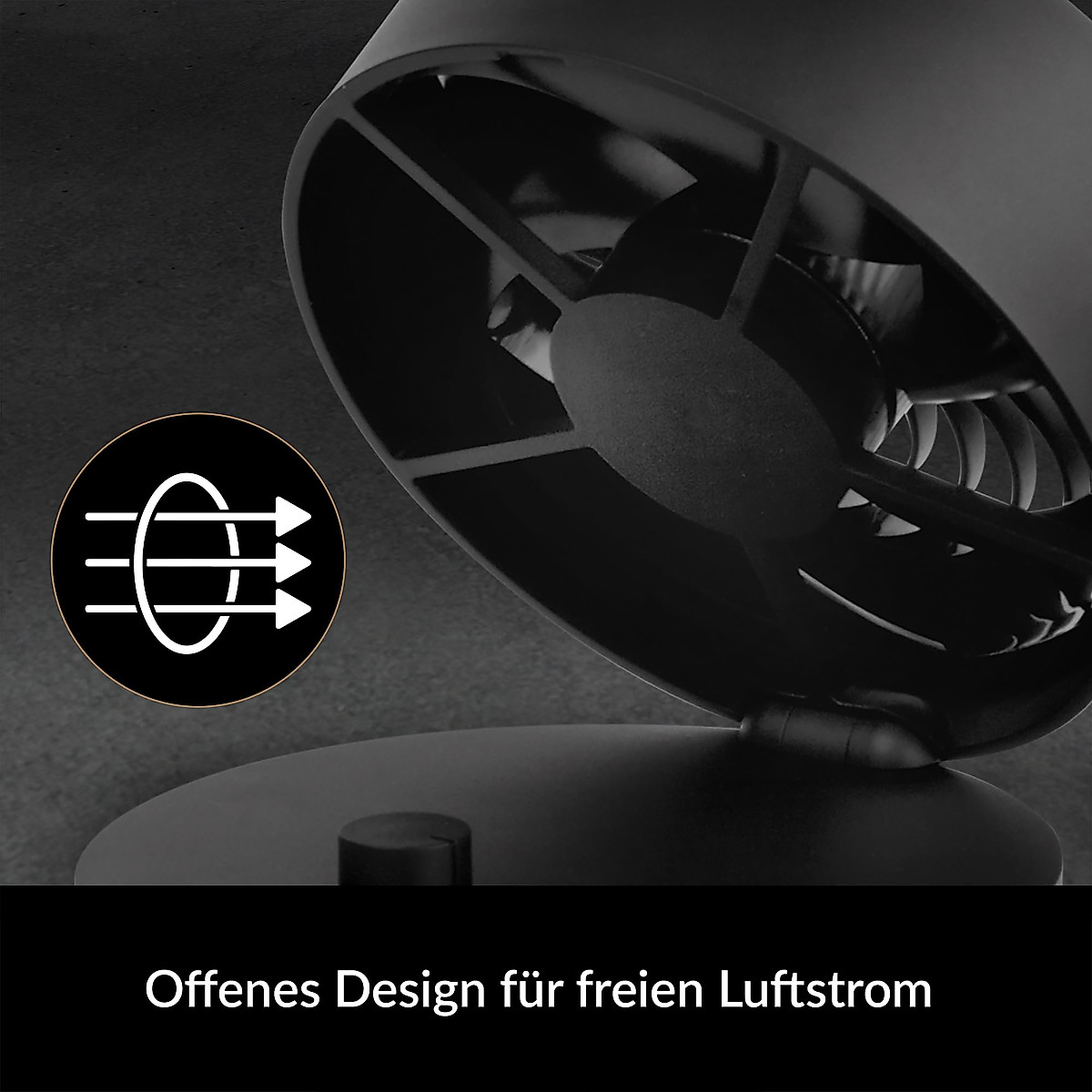 ARCTIC Summair Plus - Portable Fan with integrated rechargeable battery, USB-C connection (incl. USB-A charging cable), Stepless adjustable desk fan 600–3300 rpm - Black