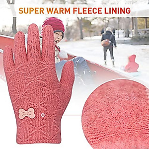 Winter Gloves for Toddler Kids - 3 Pairs Boys Girls Soft Warm Wool Lined Gloves Full Finger Children Thermal Knit Gloves (White/Pink/Grey, 5-12T)