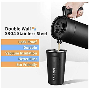 grow vitamin Travel Coffee Mug, Vacuum Insulated Tumbler Double Wall Stainless Steel Coffee Thermal Cup with Screw Lid - Spill Proof - 17 Oz