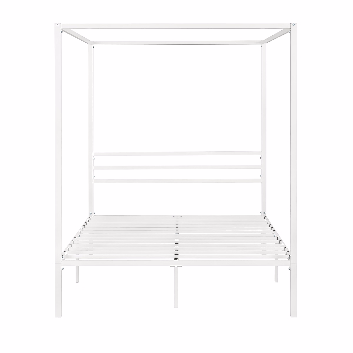 SHA CERLIN Metal Canopy Bed Frame Full Size/Mattress Foundation with Metal Slats Support/No Box Spring Needed/Easy Assembly/White