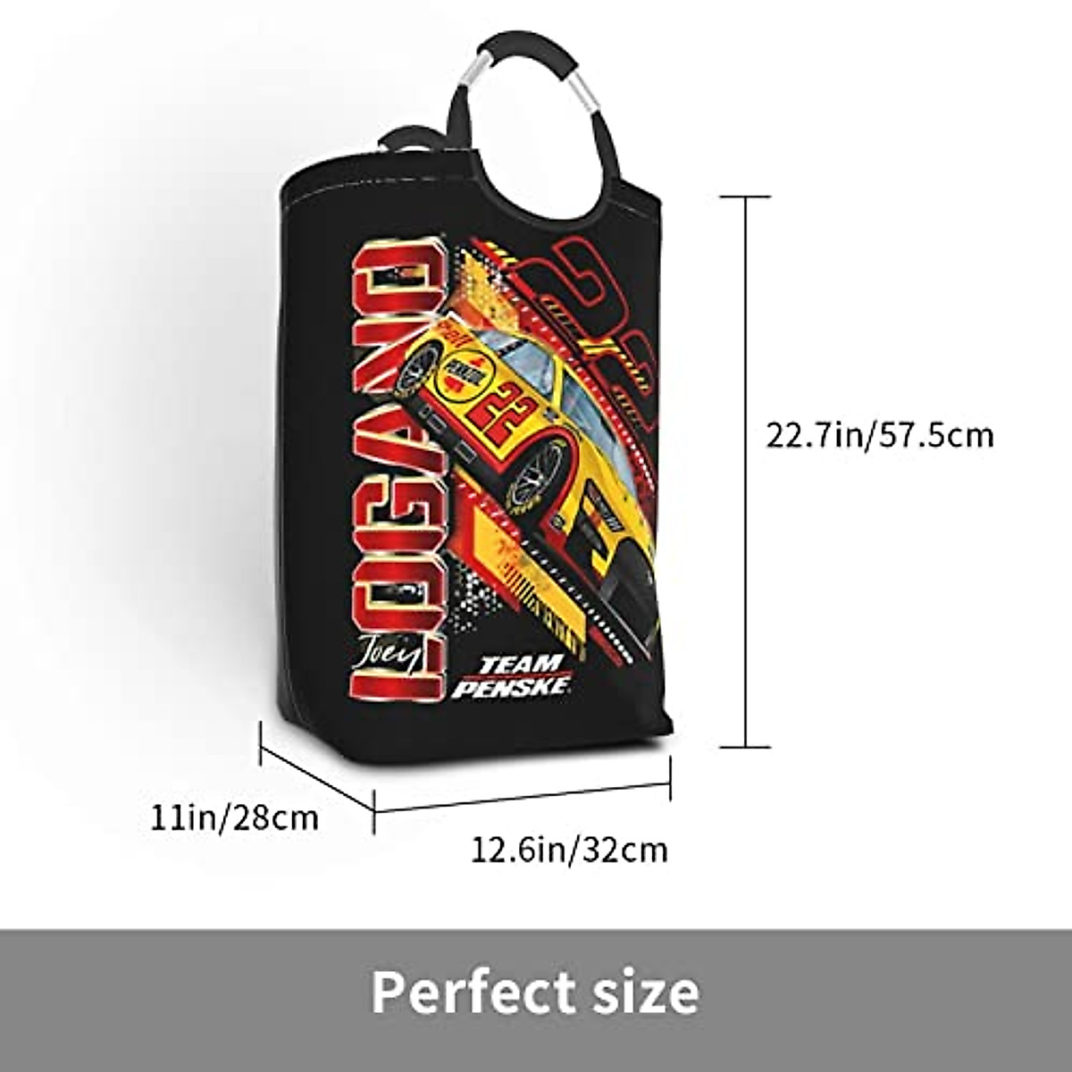 Joey Logano 22 Large Laundry Basket Laundry Hamper Bag Washing Bin Clothes Bag Collapsible Tall with Handles Waterproof Bathroom College Essentials Storage for College Dorm, Family