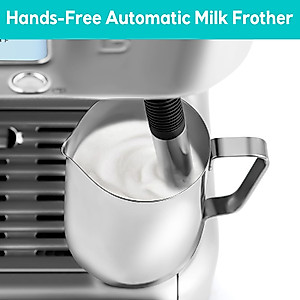 CASABREWS Espresso Machine with Automatic Milk Frother, 20 Bar Espresso Maker with Dual Boiler and LCD Display, Barista Cappuccino Latte Maker with Separate Hot Water System for Americano, Silver
