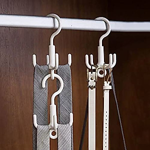Sihuuu Belt Hanger, Twirl Tie Rack, Scarf Holder Hook for Closet with 4 Claws, 360 Degree Rotating Closet Clothes Hangers, Good for Hanging Scarf, Ties, Hats, Towels,Bags(2 PCS)