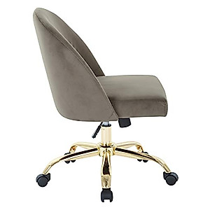 OSP Home Furnishings Layton Mid-Back Adjustable Office Chair with 5-Star Base, Gold Finish and Blue Azure Velvet