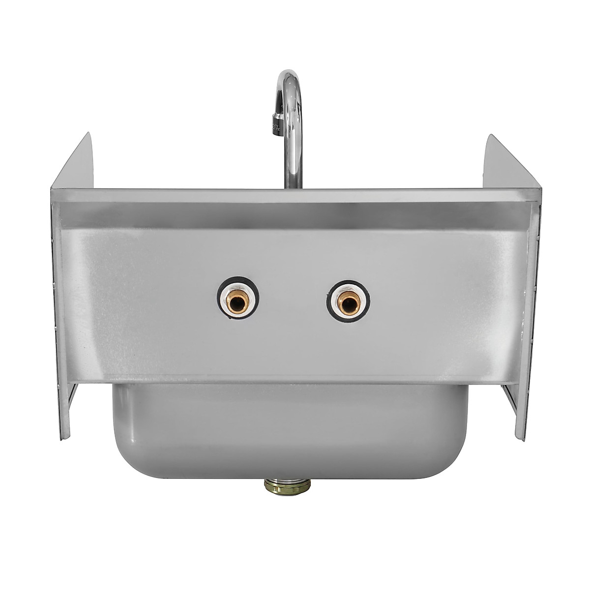 Kratos 28W-091 NSF Commercial Hand Sink with Gooseneck Faucet - 9"Wx9"Dx5"H Bowl - 7-3/4" Side Splashes