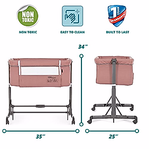 Dream On Me Zimal Bassinet and Bedside Sleeper in Pink, Lightweight and Portable Baby Bassinet, Breathable Mesh Panels, Easy to Fold and Carry Travel Bassinet, JPMA Certified