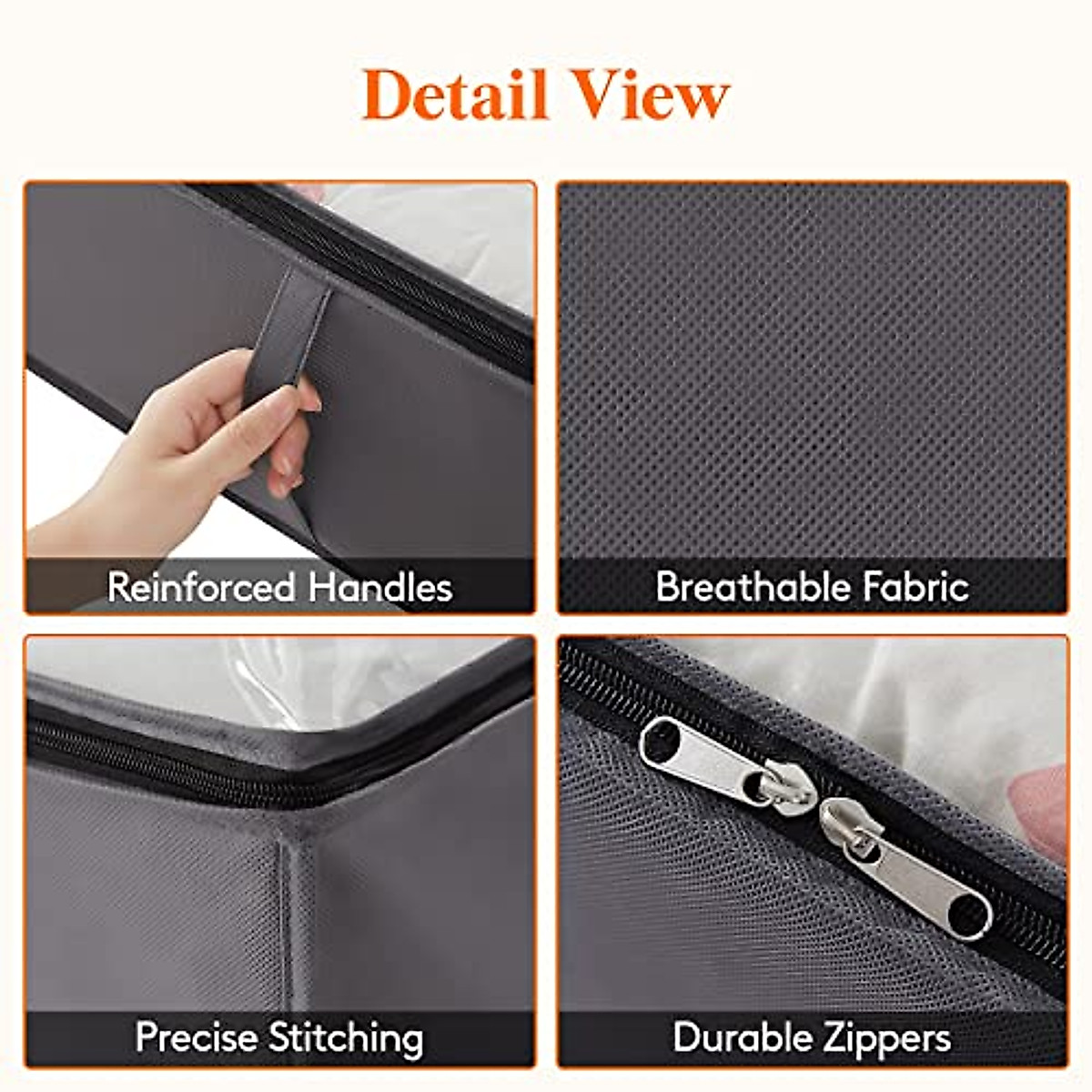 Lifewit 90L 4 Pack Under Bed Storage Containers, Large Capacity Blanket Storage Bags with Reinforced Handle, Organization and Storage for Comforters, Sheets, Clothes, Bedroom, College Dorm, Grey