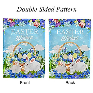 My Little Nest Seasonal Garden Flag Easter Egg Basket Bunnies Double Sided Vertical Garden Flags for Home Yard Holiday Flag Outdoor Decoration Farmhouse Banner 28"x40"