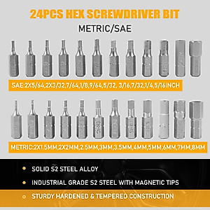 GURADESIGN 49-Piece Screwdriver Bit Set with Right Angle Screwdriver, S2 Steel, include Hex/Torx/Phillips/Slotted/Square/Bit Holder.