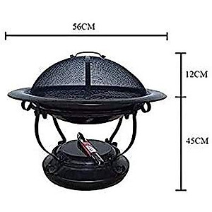 LEAYAN Garden Fire Pit Portable Grill Barbecue Rack Outdoor Fire Pits Round Iron Brazier Charcoal Heating, Multi-Functional Elegant Black Square Outdoor Patio with Cover BBQ Cooking for Backyard, A