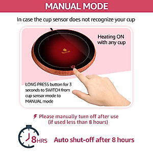 Nouvati 4-in-1 Wax Melt Warmer/Candle Warmer/Mug Warmer-Coffee Warmer for Desk Auto Shut-Off: Excellent Heating, Advanced Sensor, Safety Features, Stylish and Compact (Wood Grain)