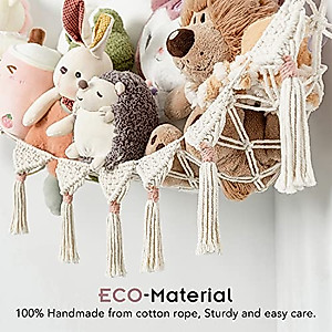 NIXX YU Stuffed Animal Net or Hammock, Macrame Toy Hammock Hanging Pet Net for Squishmallow Plushie Holder Teddy Bear Organizer Kids Room Storage Ideas (39"x39"x44")