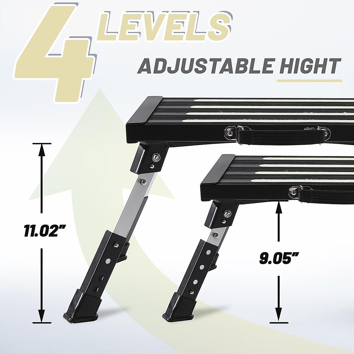 1000Lbs Heavy Duty Rv Steps, 4 Levels Adjustable Step Stool, Portable Folding Step Stool, Easy Use Camper Steps for Rv/Trailer/Truck/SUV, Lightweight Rv Step for Adults/Seniors/Dog by SOUHEILO