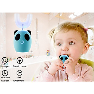 Newbee Children Electric Toothbrush for Kids Smart 360 Degrees U Silicon USB Automatic Ultrasonic Teeth Tooth Brush Cartoon Pattern 2-7 Years