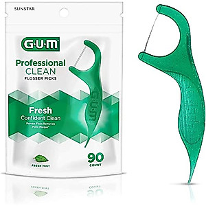GUM Professional Clean Flossers Fresh Mint - 90 ct, Pack of 5