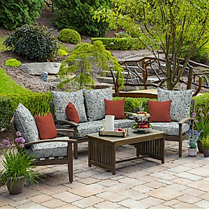 Arden Selections Outdoor Deep Seat Set, 24 x 24, Rain-Proof, Fade Resistant, Deep Seat Bottom and Back Cushion 24 x 24, Pistachio Botanical