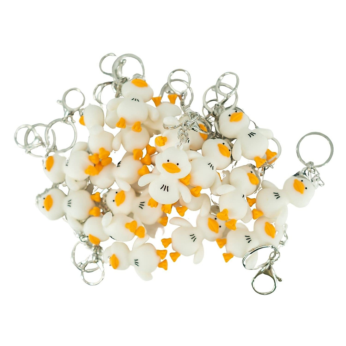 Crafters Cup Duck Duck Keychains | Bulk 10 Pack | Yellow Rubber Duck | Attach To Duck Duck Tag | You've Been Ducked White Duck Keychain