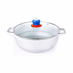 IMUSA USA LIMITED EDITION Puerto Rico"Boricua" themed Caldero 3.7Qt with Glass Lid & Unique Knob,Silver,GAU-80139