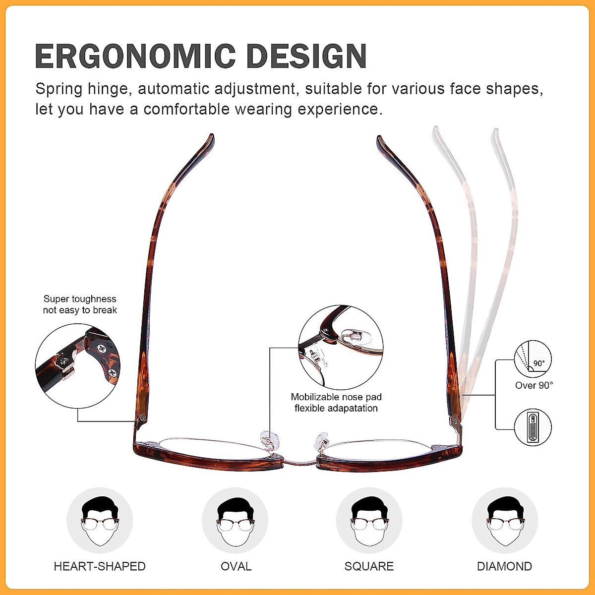 DOOViC 4 Pack Blue Light Blocking Reading Glasses Anti Eyestrain Fashion Classic Style Spring Hinge Computer Readers for Women Men 2.50 Strength