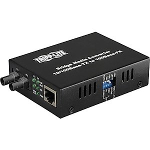 Tripp Lite Network Copper RJ45 Ethernet to Fiber ST Duplex Multimode Extender Media Converter, 1310nm Wavelength, 10/100 Mbps, Extend up to 1.2 Miles / 2 Km, 2-Year Warranty (N784-001-ST)