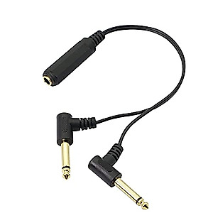 1/4 inch Splitter 6.35mm TRS Stereo Female to 90 Degree Dual 6.35mm Mono TS Male AUX Adiuo Y Splitter Cable for Studios Pro Sound & DJ's 11inch