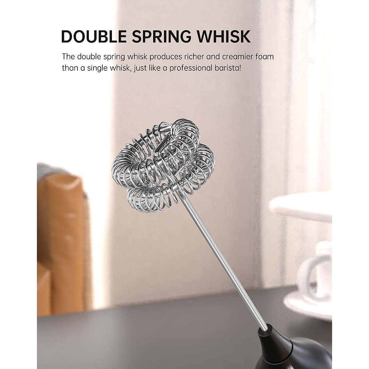 CIRCLE JOY Powerful Milk Frother Handheld with 3-Speed, Coffee Frother Wand Rechargeable Mini Drink Mixer with 2 Stainless Steel Whisk for Matcha, Hot Chocolate, Cappuccino,& Egg Mini Frother