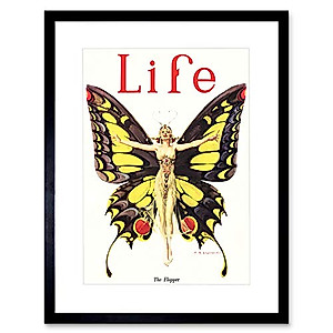 MAGAZINE 1922 LIFE BUTTERFLY DANCER BLACK FRAMED ART PRINT PICTURE B12X10973