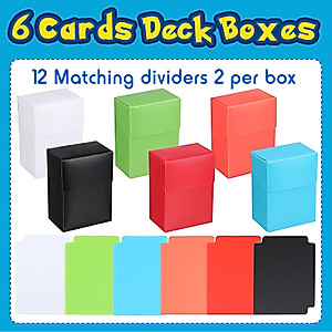 Frienda 6 Pcs Large Tcg Deck Cards Boxes with 12 Dividers 80 Sheets Deck Blocks Trading Card Games Storage Organizer Cases for Trading Card Sports and Game Cards Fit for Standard Cards