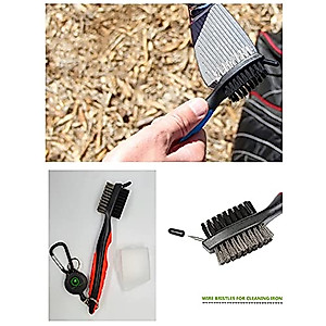 SportsGenics Golf Brush (Pack of 2) with a Golf Club Groove Sharpener - Double Sided Golf Club Cleaner - 6 Head Golf Groove Sharpener for Sharpening - Golf Club Cleaning kit - Golf Accessories