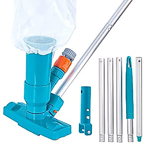 U.S. Pool Supply Portable Deluxe Jet Pool Vacuum Underwater Cleaner with 5 Section Pole, 3 Scrub Brushes, Leaf Bag, Telescopic Pole Attachment - Above Ground Pools, Spas, Ponds - Attach to Garden Hose