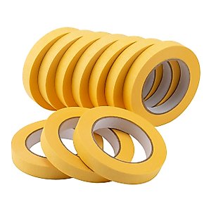 Lichamp 10-Pack Automotive Refinish Masking Tape Yellow 18mm x 55m, Cars Vehicles Auto Body Paint Tape, Automotive Painters Tape Bulk Set 0.7-inch x 60 Yards x 10 Rolls