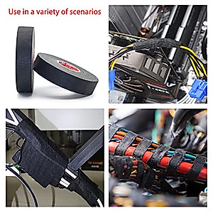 4Pcs 1in Wire Loom Harness Tape,High Temp Wiring Loom Harness Self-Adhesive Felt Cloth Tape for Automotive Electrical Wrap Protection Noise Damping Cable Fixed 25mm×25