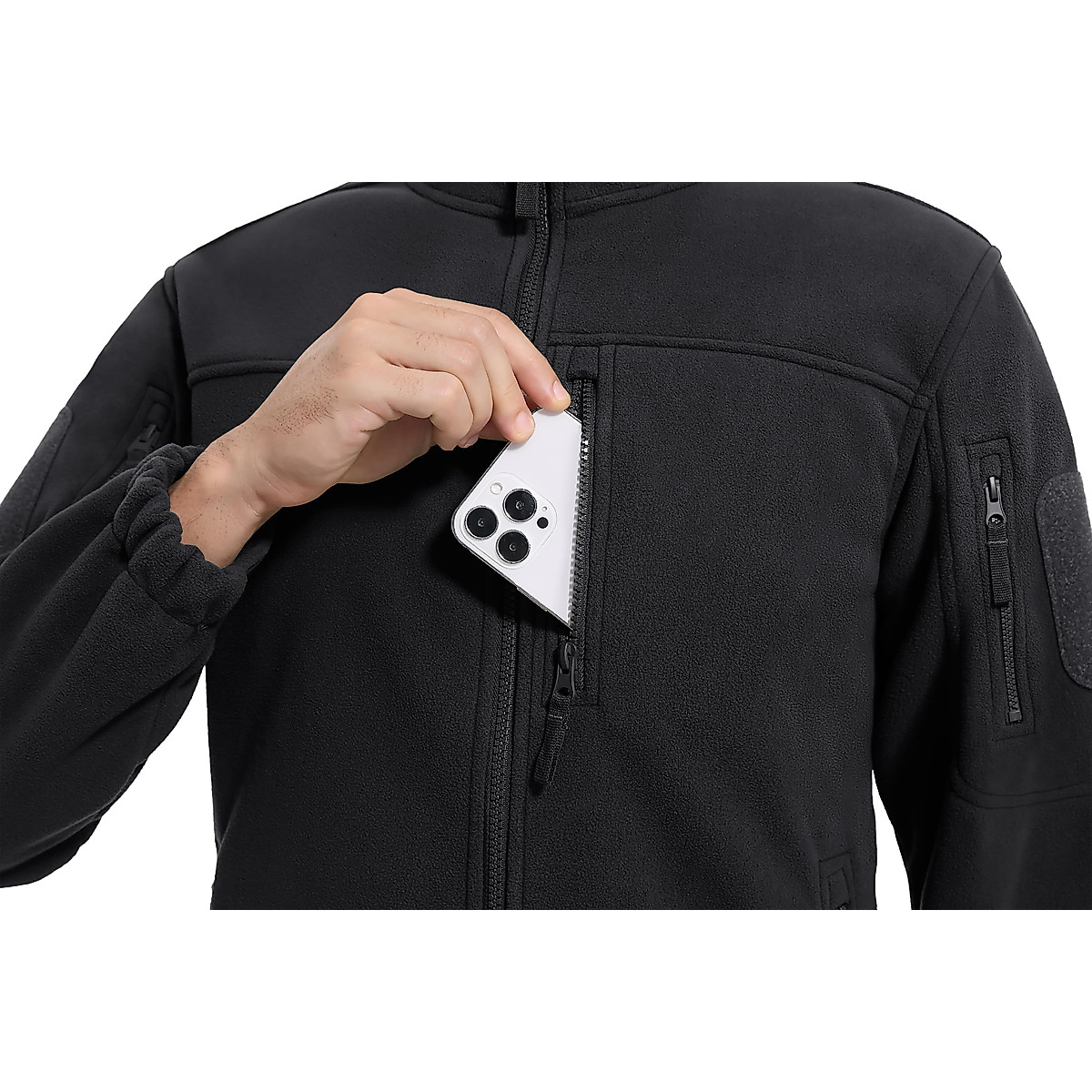 CRYSULLY Fleece Jacket Men Coat Winter Military Thicken Warm Jacket Black