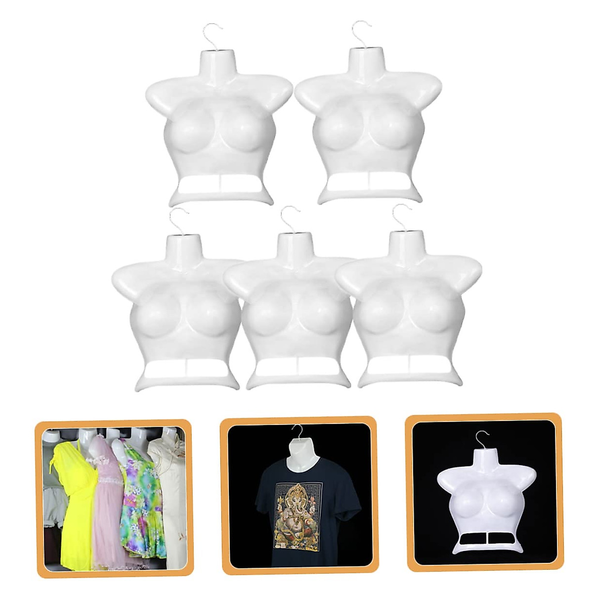 GARVALON 5pcs Mannequin Hanger Body Torso Dress Form Female Upper Display Woman Formal Tops Bathing Suits for Women Clothes Showing Rack Rack, 40x35cm (07O0801W2A)