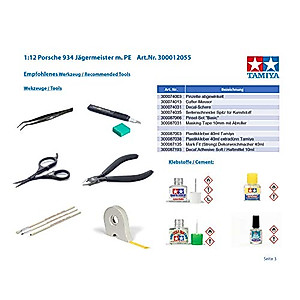 TAMIYA 300012055 12055 1:12 Porsche 934 Jägermeister with PE, Faithful Replica, Model Building, Crafts, Hobbies, Gluing, Plastic kit, Assembly, Unvarnished